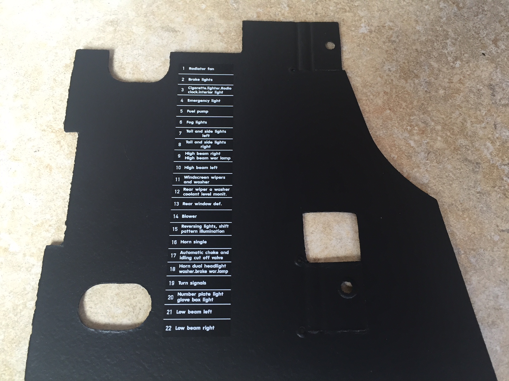 Fuse Card Decal (English) – VW Golf 1