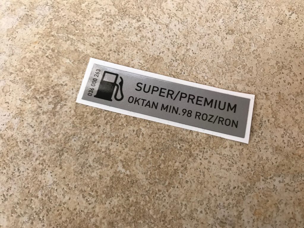 Super/Premium Fuel Sticker 036000263 – VW Golf 1