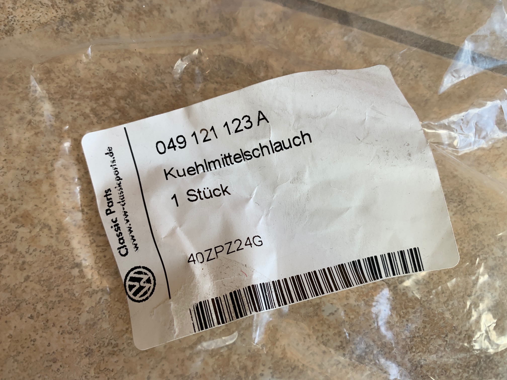 Water Hose 049121123A – VW Golf 1